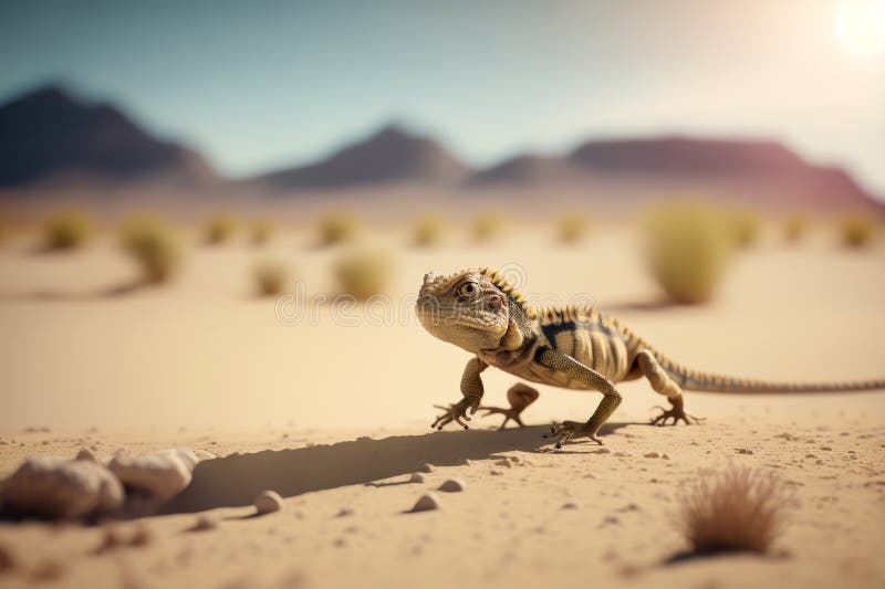Small Lizard Standing on Top of Sandy Ground in the Middle of Desert ...