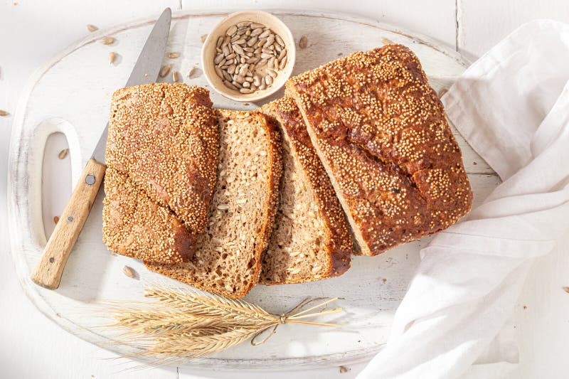 Small Loaf of Rye Bread Baked with Sunflower Seeds Stock Image - Image ...