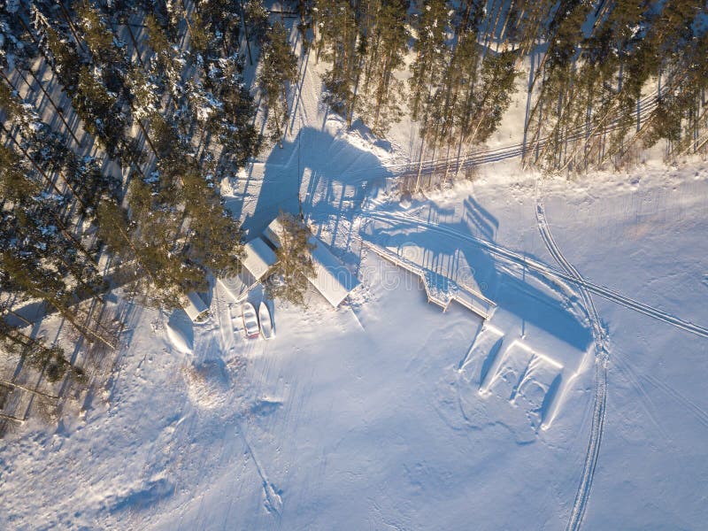 Small Local Harbor Covered by Snow Stock Photo - Image of local ...