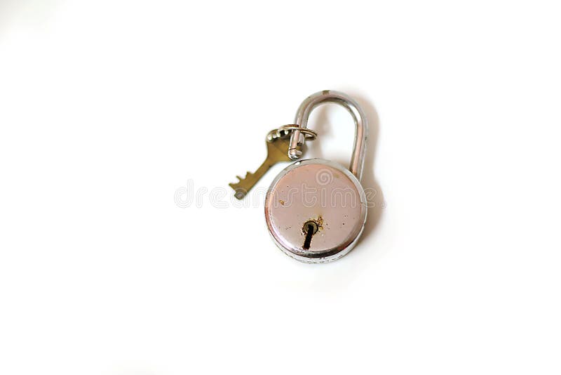 Small lock with a key stock photo. Image of object, door - 162087792
