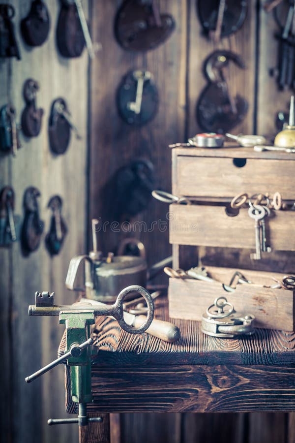 Small Locksmiths Workshop Full of Locks and Keys Stock Image - Image of ...
