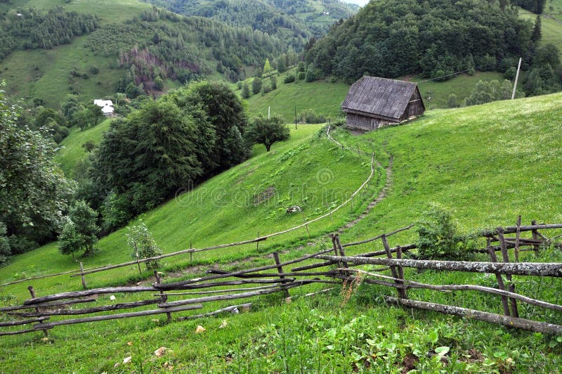 A Small Lodge, Shack in the Mountains Stock Photo - Image of nature ...