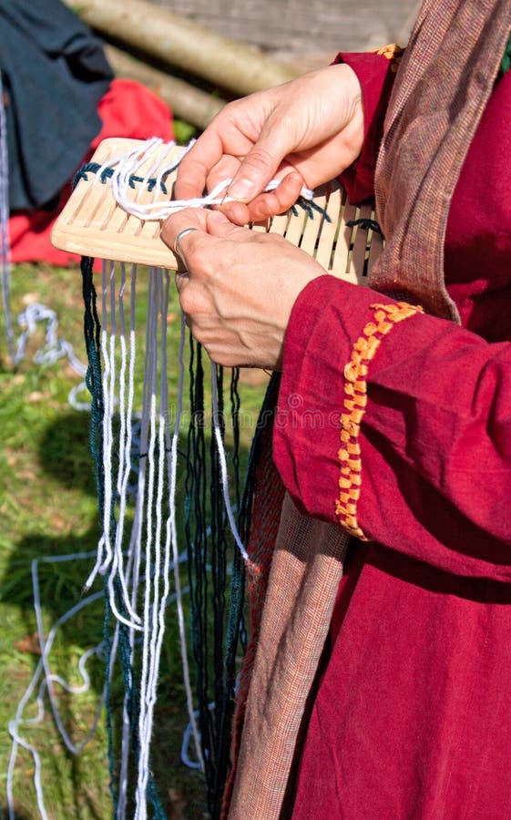 Medieval loom stock image. Image of hands, loom, wool, wooden - 958743