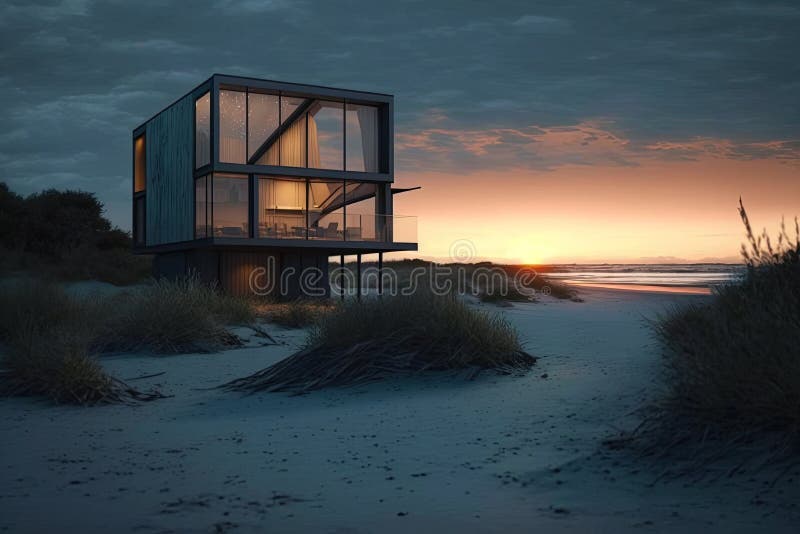 Small Luxury Modern Beach House Beach House Generative Ai Modern Scandinavian Architecture