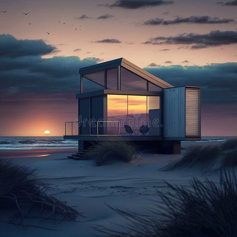 Small Luxury Modern Beach House Beach House Generative Ai Modern Scandinavian Architecture