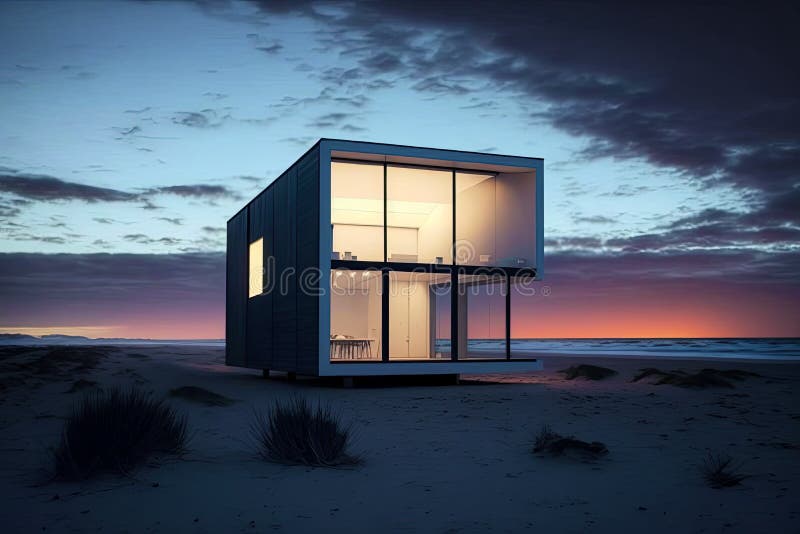 Small Luxury Modern Beach House Beach House Generative Ai Modern Scandinavian Architecture