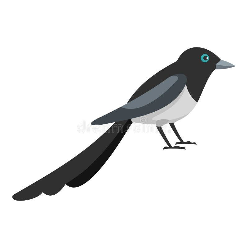 Small Magpie Icon, Flat Style Stock Illustration - Illustration of ...
