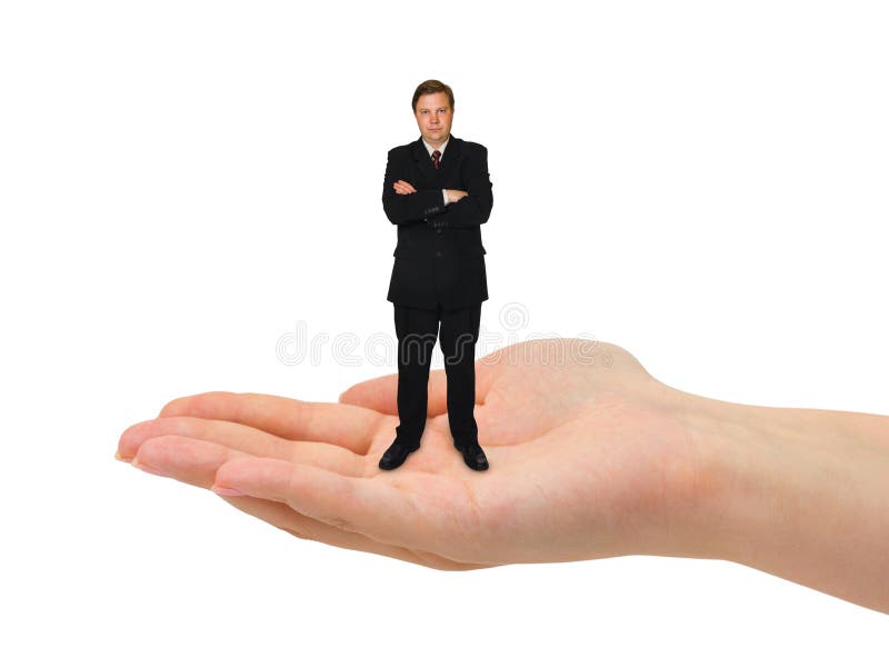 Small man in hand stock photo. Image of caucasian, human - 6885174