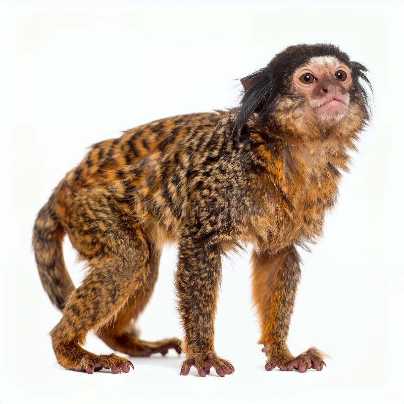 Small Marmoset Primate Stands with Curious Expression for Exploration ...