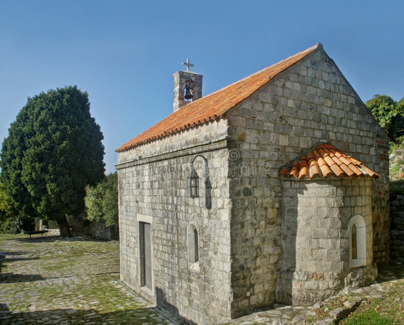Small Medieval Church and Tree Stock Image - Image of fashioned ...