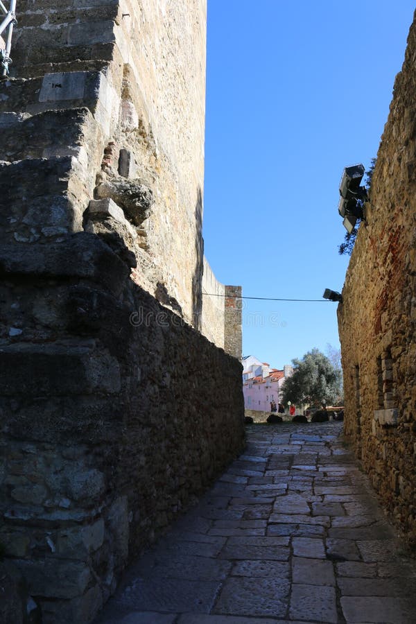 Small Medieval Street Castle Wall Stock Image - Image of street, small ...