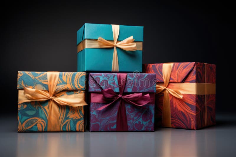 Small, Medium, and Large Gift Boxes Arranged in a Row Stock Photo ...