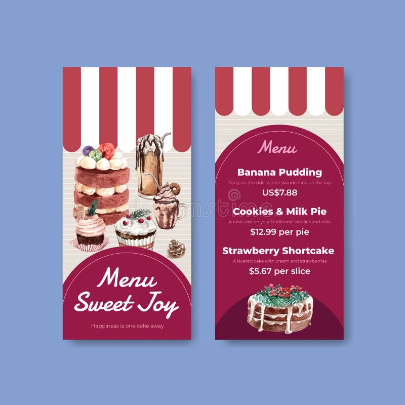 Small Menu Template with Winter Sweets Concept Design for Restaurant ...