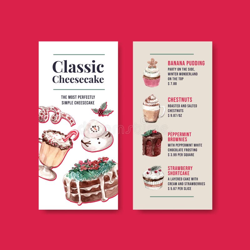Small Menu Template with Winter Sweets Concept Design for Restaurant ...