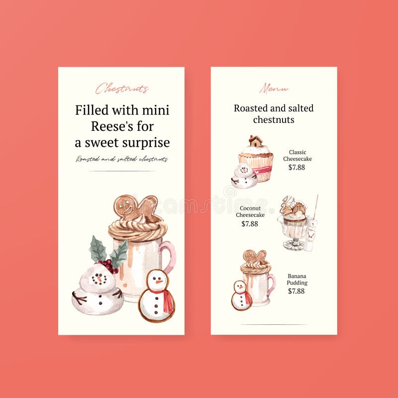 Small Menu Template with Winter Sweets Concept Design for Restaurant ...