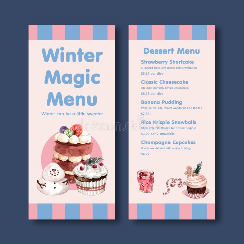 Small Menu Template with Winter Sweets Concept Design for Restaurant ...