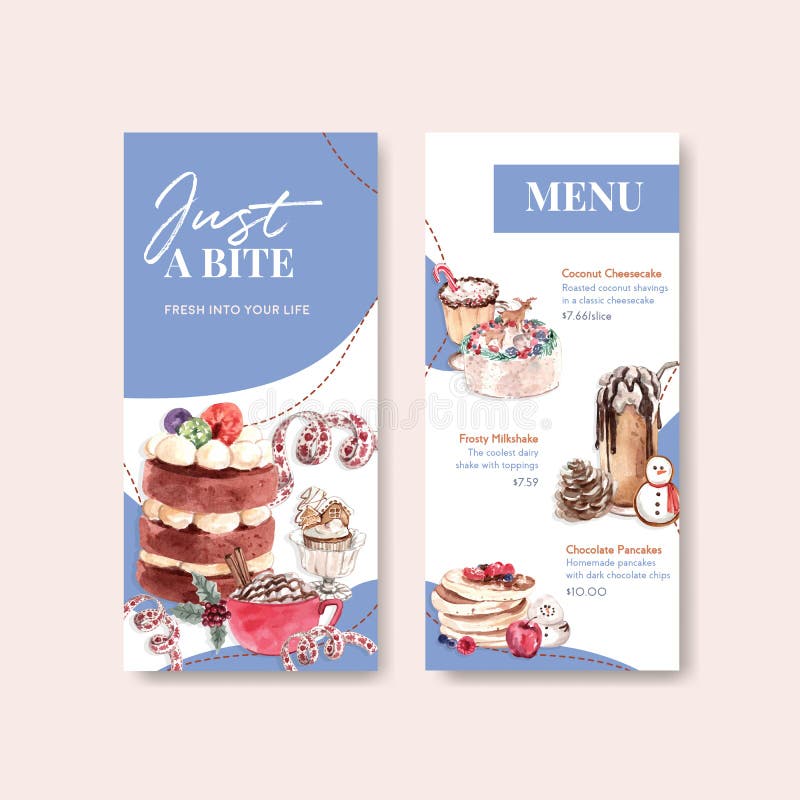 Small Menu Template with Winter Sweets Concept Design for Restaurant ...