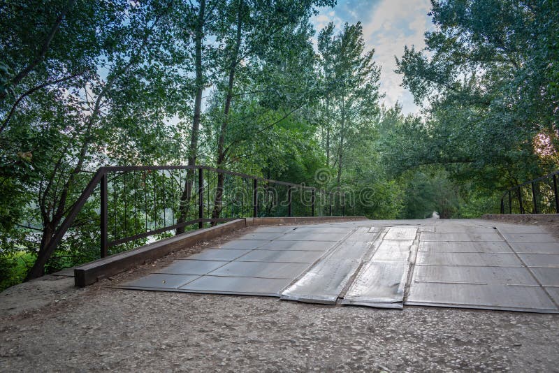 A Small Metal Bridge Near the River 2 Stock Image - Image of cityscape ...