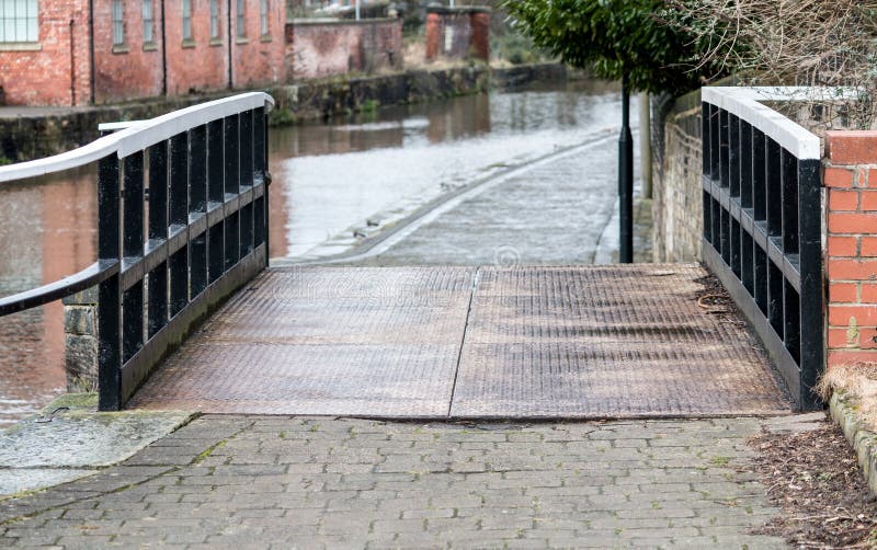 Small Metal Bridge stock photo. Image of barge, towpath - 108450154