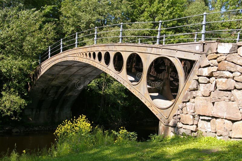 Small Metal Bridge Over A River Stock Photo - Image of peaceful, path ...