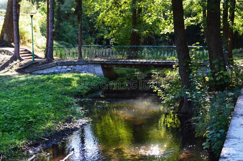 Small Metal Bridge Over the River Stock Photo - Image of plant, bridge ...