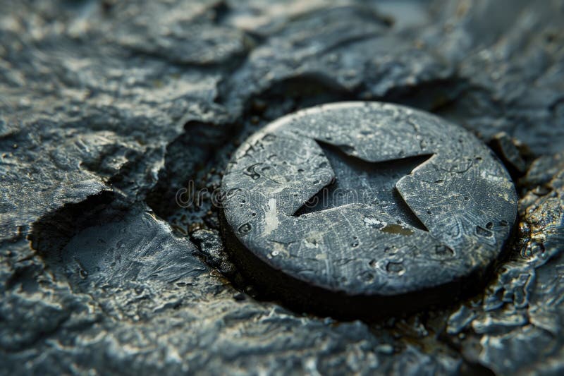 A Small Metal Button Featuring a Star Symbol Stock Image - Image of ...