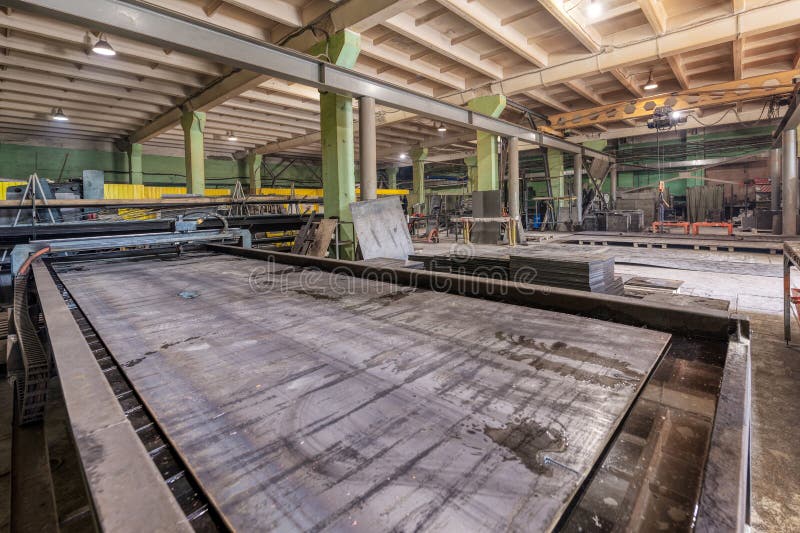 Small Metal Processing Workshop. Sheet Metal Cutting Plant Stock Photo ...