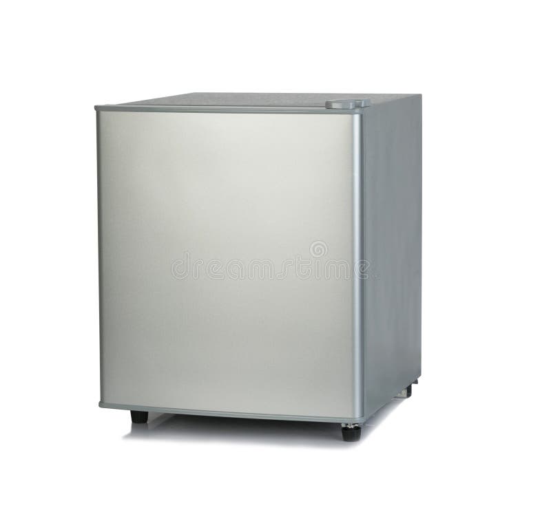Small Metallic Grey Color Refrigerator Isolated on White Stock Image ...
