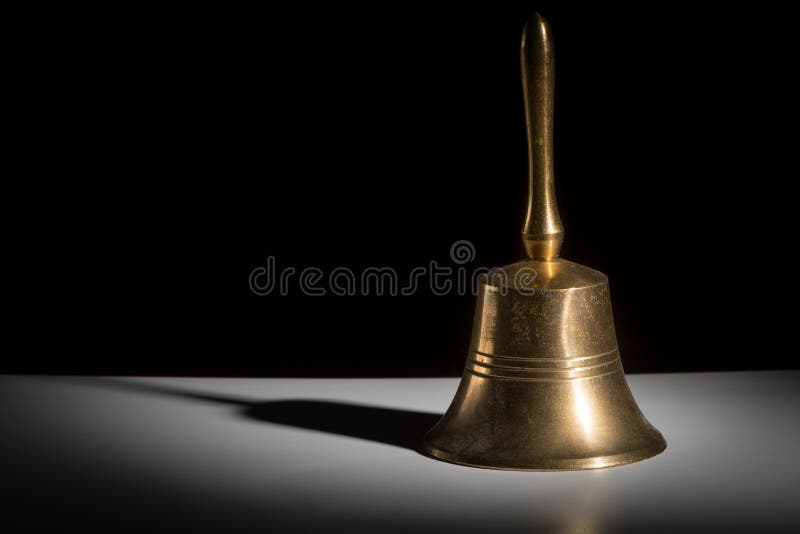 A Small Metallic Hand Bell Black Background Stock Image - Image of ...