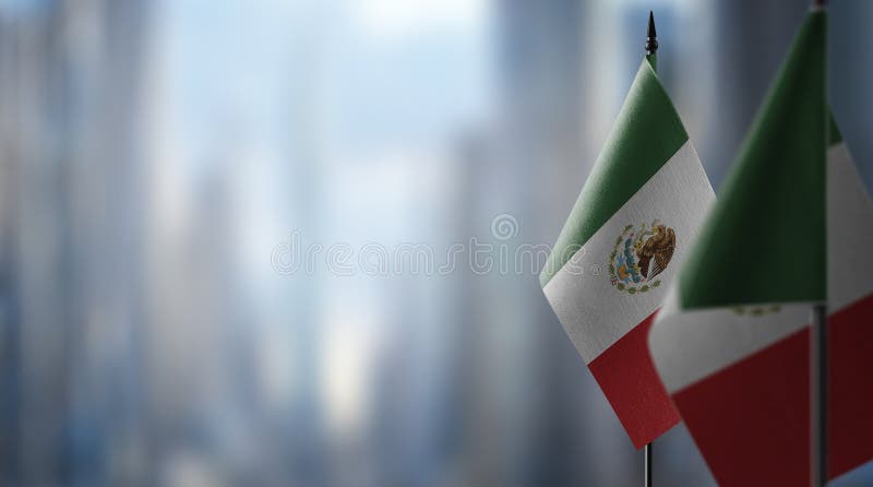 A Small Mexico Flag on an Abstract Blurry Background Stock Illustration ...