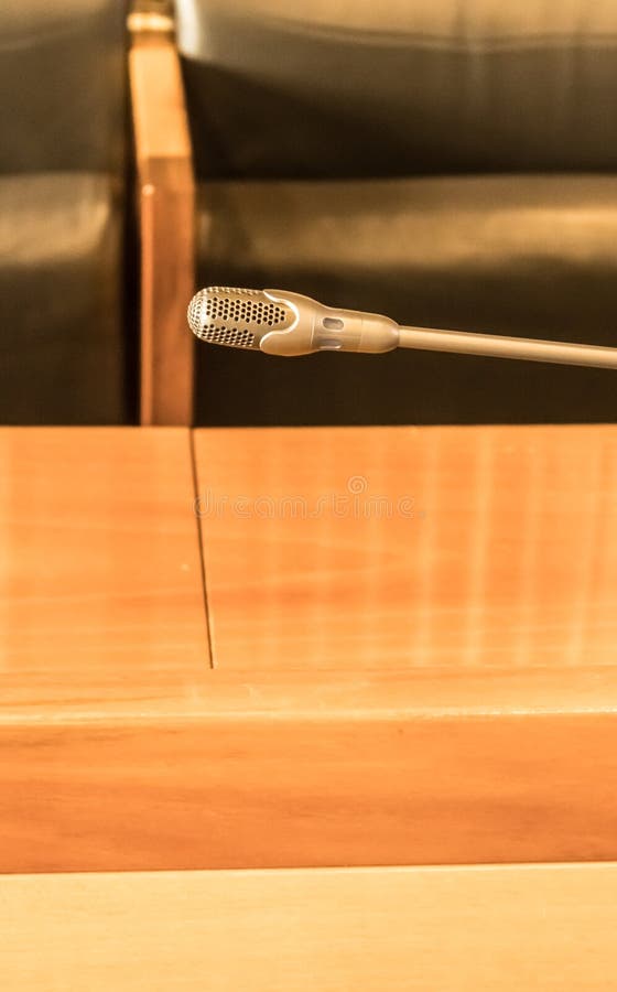 Small Microphone in a Conference Room, Conference Hall with a Gooseneck ...