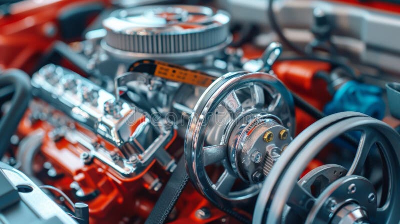 The Small but Mighty Engine of a Model Muscle Car with Details Such As ...