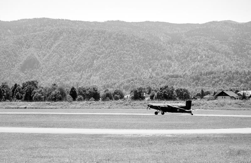 Small Military Plane is Going To Lift Off Stock Image - Image of nature ...