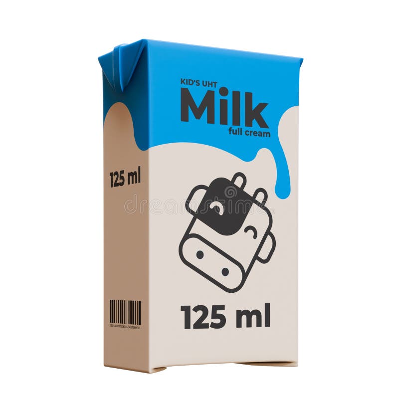 Small Milk Front Left View 3D Render Illustration Stock Illustration ...