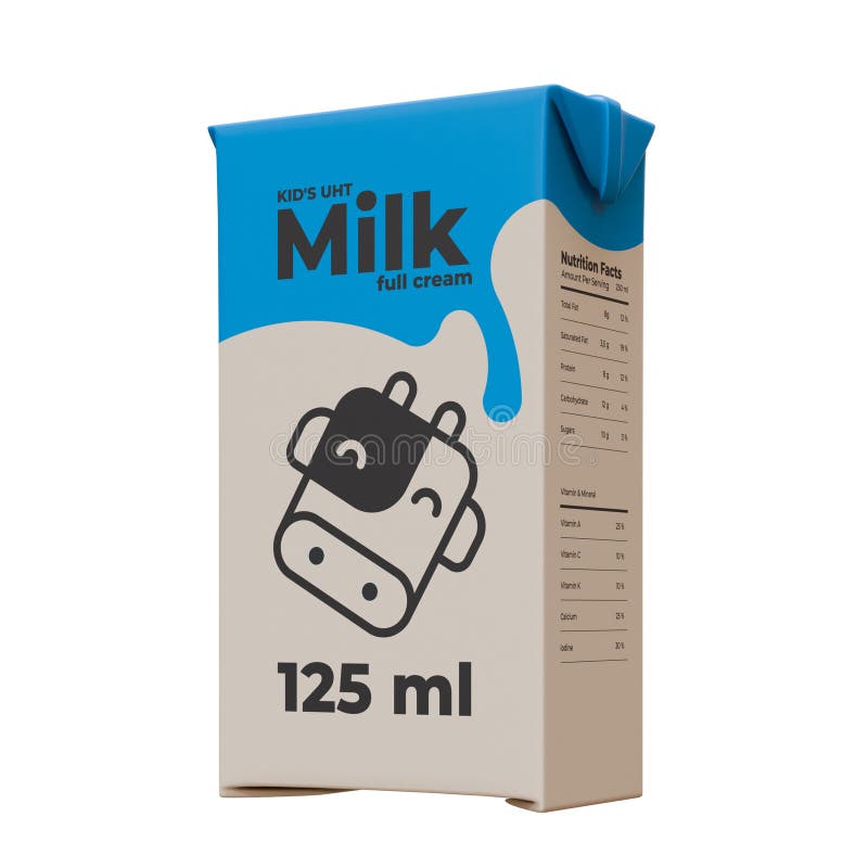 Small Milk Front Right View 3D Render Illustration Stock Illustration ...