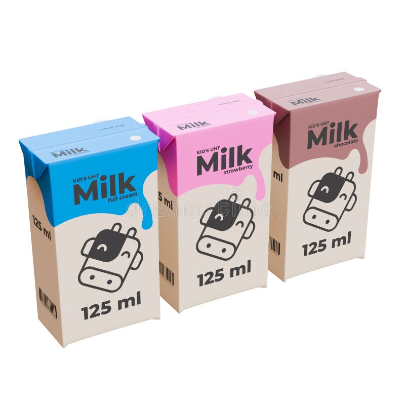 Small Milk Isometric Front Left View in Three Variant 3D Render ...