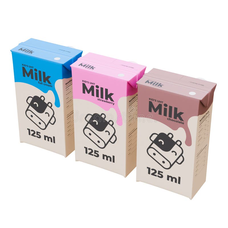 Small Milk Isometric Front Right View in Three Variant 3D Render ...
