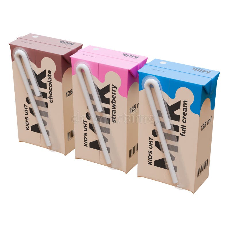 Small Milk Isometric Rear Right View in Three Variant 3D Render ...