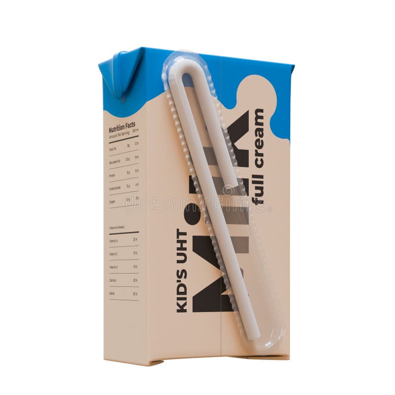 Small Milk Rear Left View 3D Render Illustration Stock Illustration ...