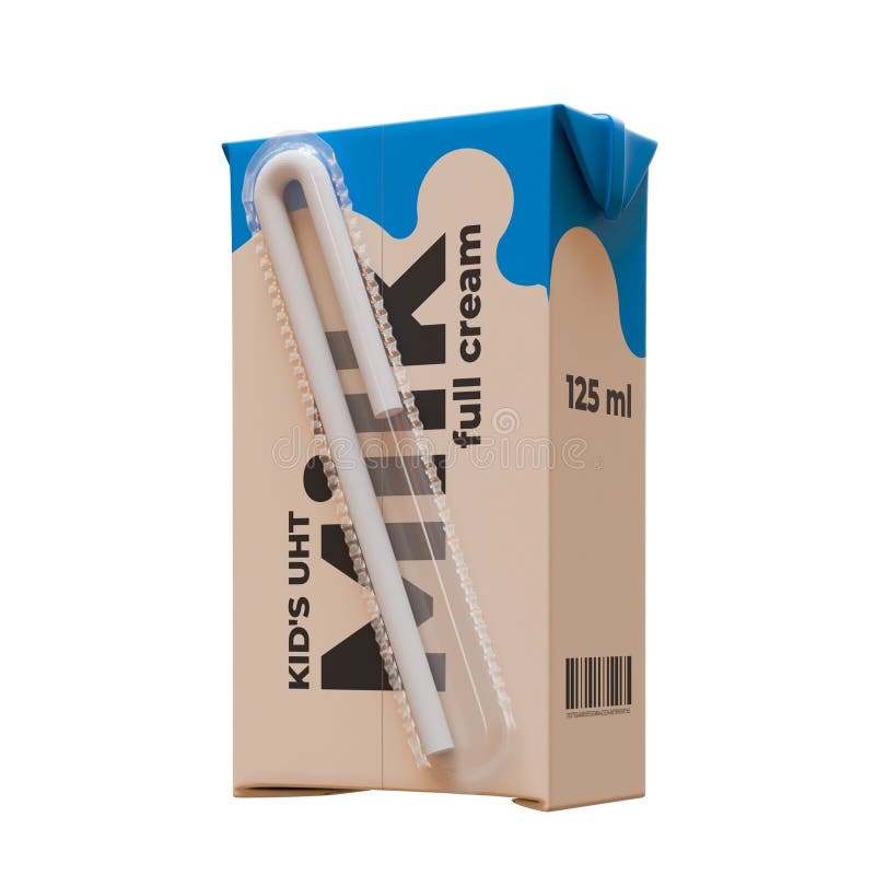 Small Milk Rear Right View 3D Render Illustration Stock Illustration ...