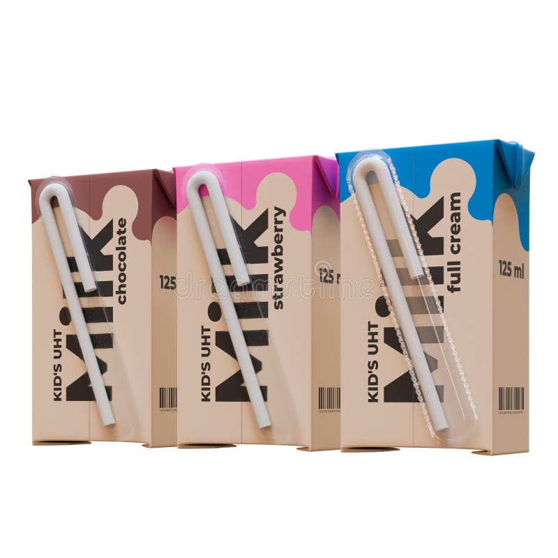 Small Milk Rear Right View in Three Variant 3D Render Illustration ...