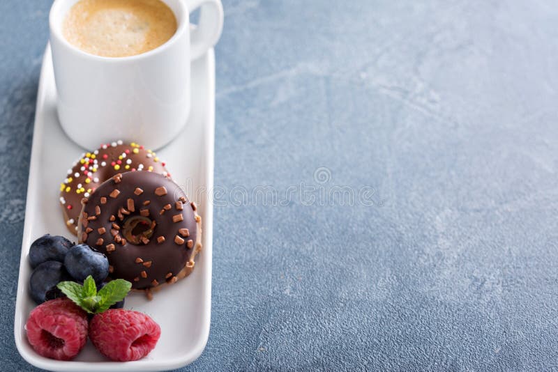 Small Mini Donuts and Coffee Stock Image - Image of breakfast, gourmet ...