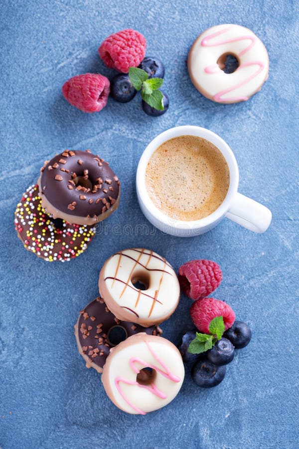 Small Mini Donuts with Fresh Berries Stock Image - Image of biscuits ...