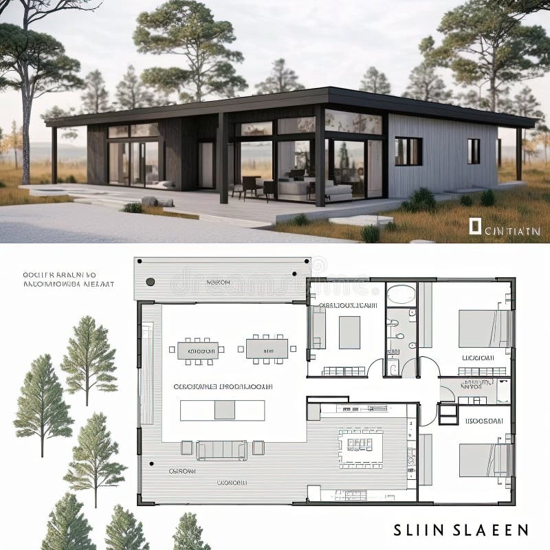 Small Minimalist House Plan. Generative AI Stock Illustration ...