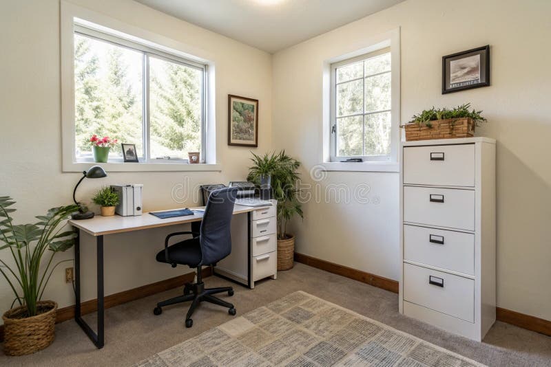 Small and Simple Office Interior Stock Illustration - Illustration of ...