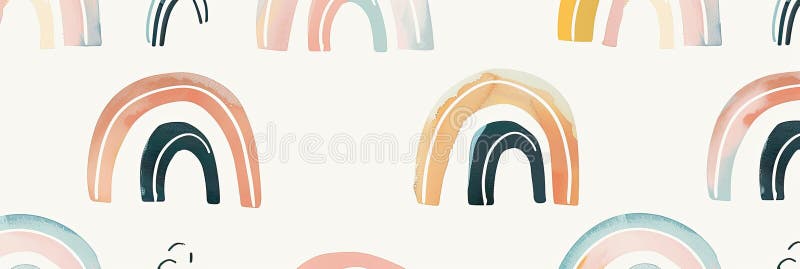 Small, Minimalist Rainbows in Muted Tones, Repeated in a Cute Pattern ...