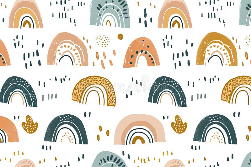 Small, Minimalist Rainbows in Muted Tones, Repeated in a Cute Pattern ...