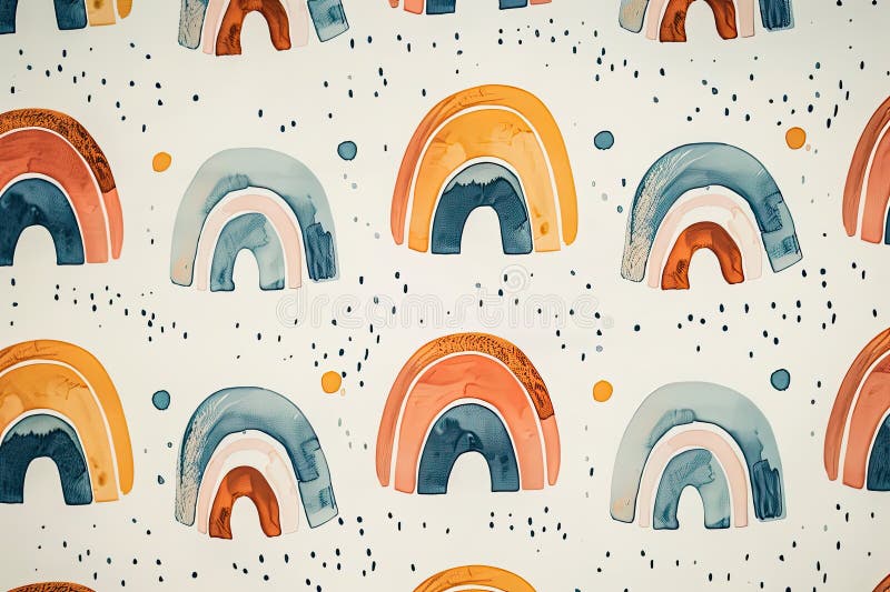 Small, Minimalist Rainbows in Muted Tones, Repeated in a Cute Pattern ...