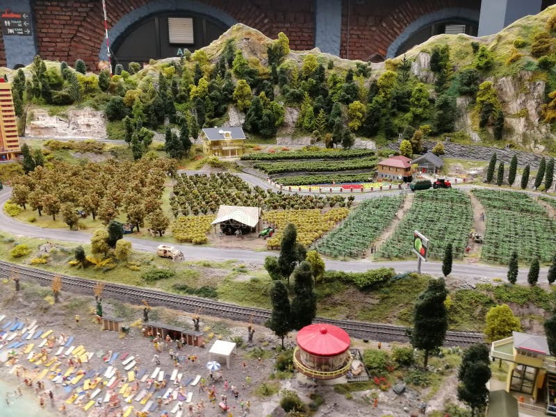 Small Model of a Beach with Railway and Fields Stock Image - Image of ...