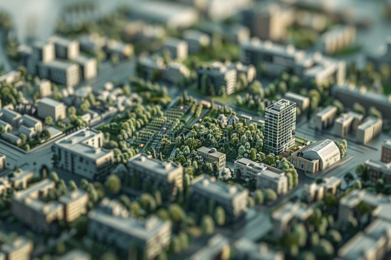 Small Model of a City Surrounded by Trees, Perfect for Urban Planning ...